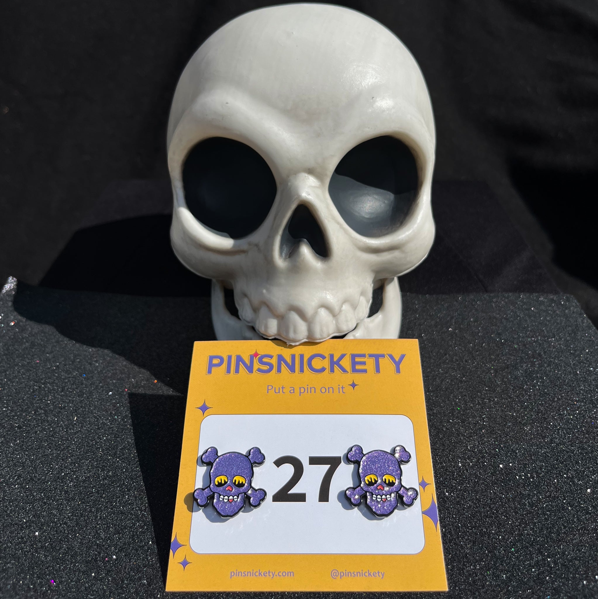 Our Spooky, Sparkly Skull Pin Is Your New Ride or Die – Pinsnickety